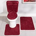 Amazon.com: Stoneberry Home Plush 5-Piece Bath Rug Set, Burgundy : Home ...