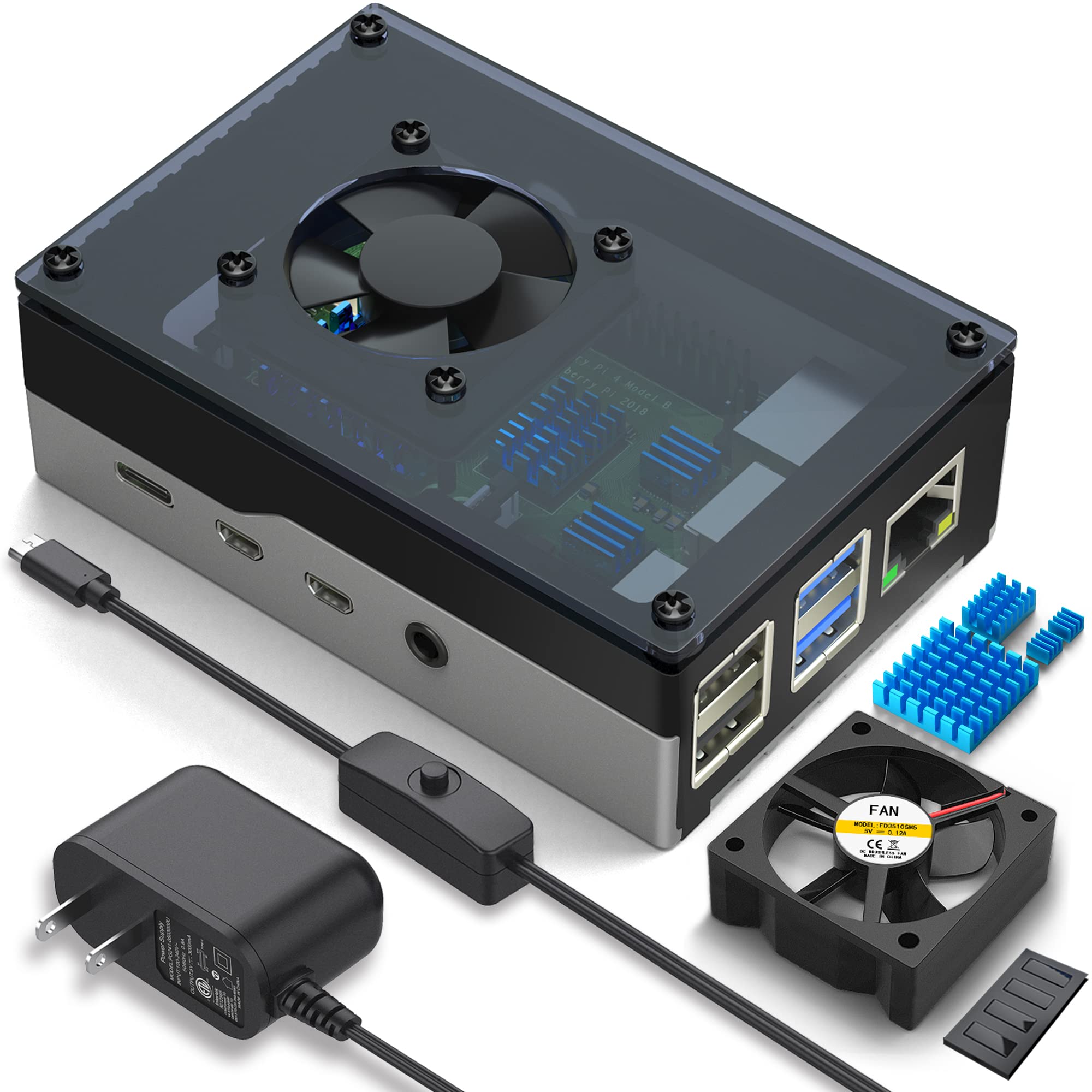 Mua Case for Raspberry Pi 4, Raspberry Pi 4b Case with Fan 35mm, with ...