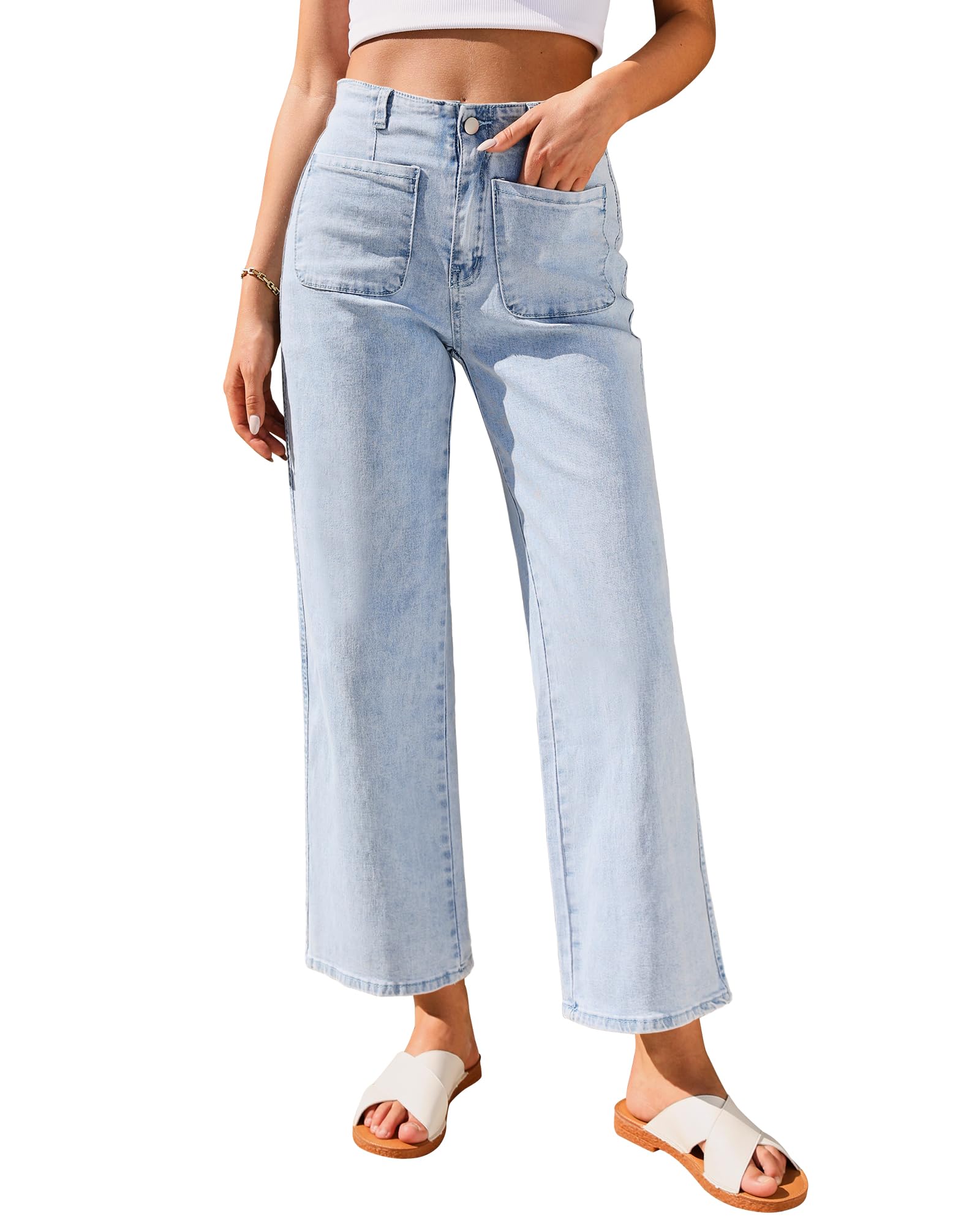 GRAPENT High Waisted Wide Leg Pants Casual & Work Outfits, Cropped ...