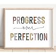Amazon.com: Progress Over Perfection Wall Art, Motivational Typography ...