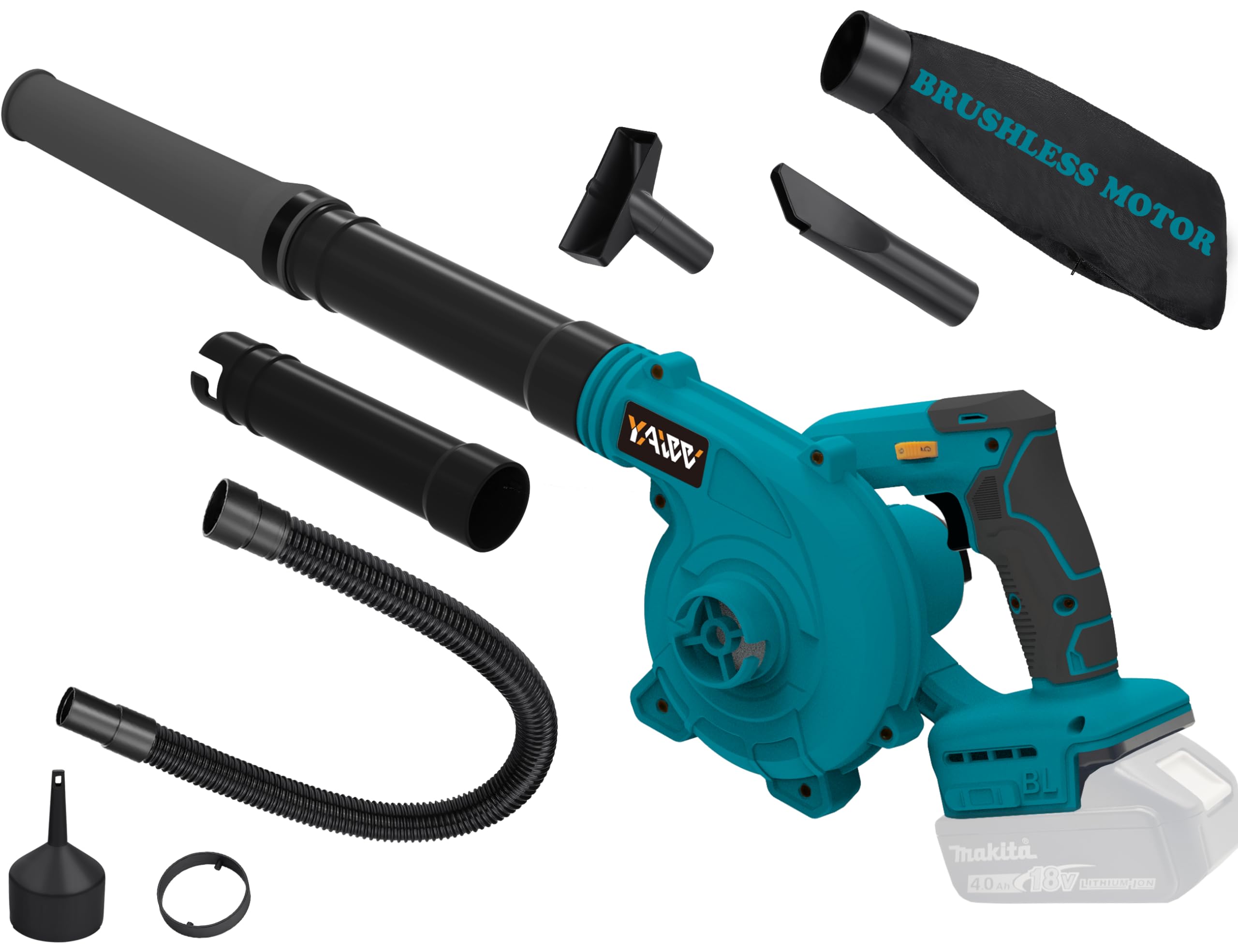 Cordless Leaf Blower for Makita 18V Battery,Electric Jobsite Air Blower ...