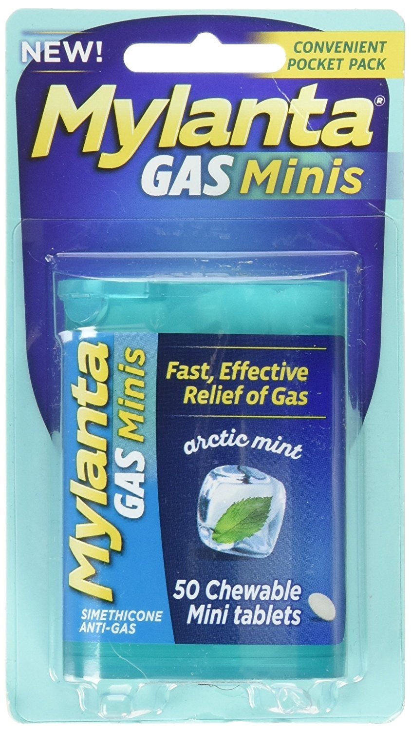 Amazon.com: Mylanta Gas Mini Chewable Tabs, Arctic Mint, 50 Mini ...