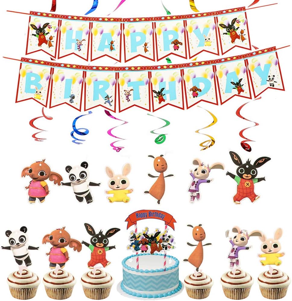 Bing Birthday Party Decorations Bing Bunny Happy Birthday Banner Bunny ...