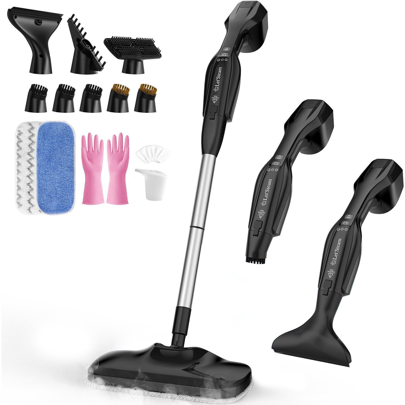 Let'Steam 17 in 1 Steam Mop with Detachable Handheld Steam Cleaner ...