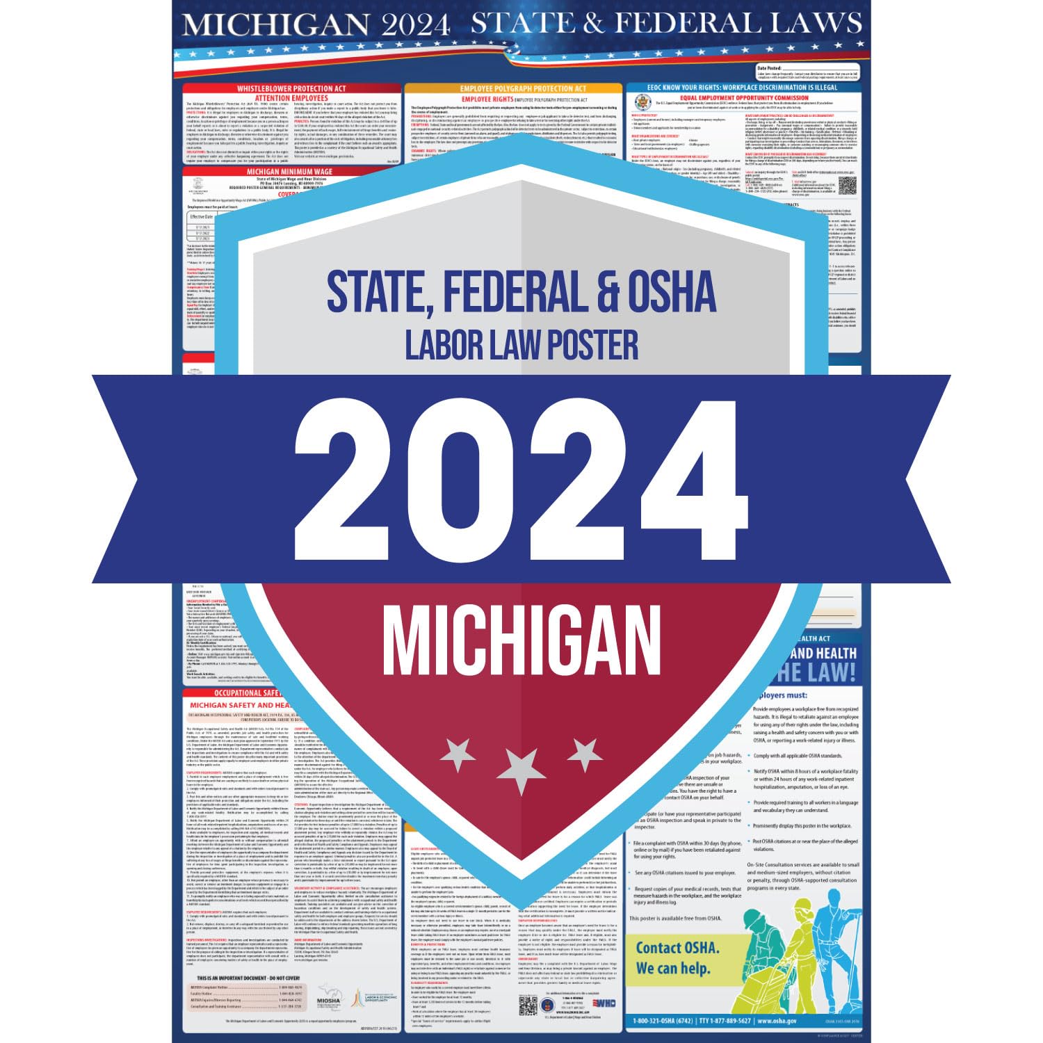 Mua 2024 Michigan State and Federal Labor Laws Poster - OSHA Workplace ...