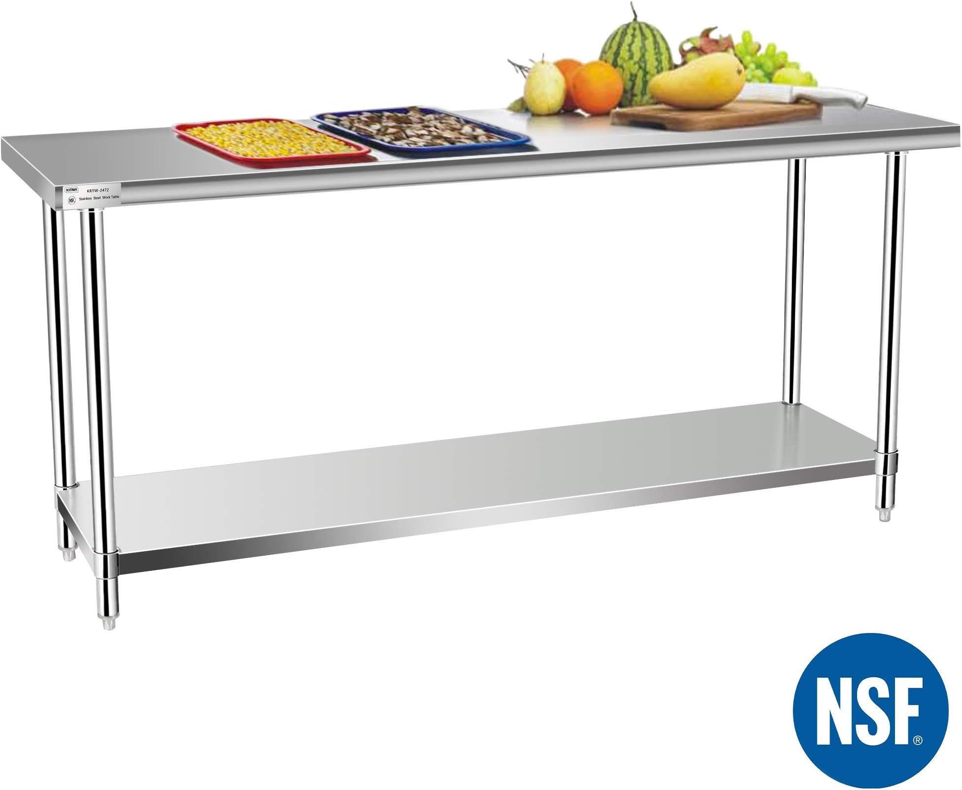 Commercial Kitchen Prep & Work Table, KITMA Stainless Steel Food Prep ...