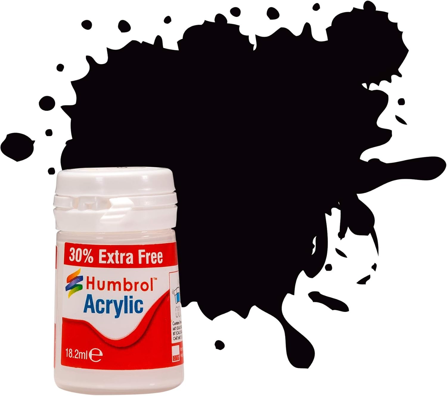 Humbrol AB0085EP 85 Coal Black Satin-14ml Acrylic Plus 30% Paint ...