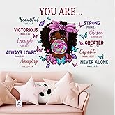 Amazon.com: Buiory Black Girl Wall Decals You are Beautiful Wall Stickers Inspirational Quote ...