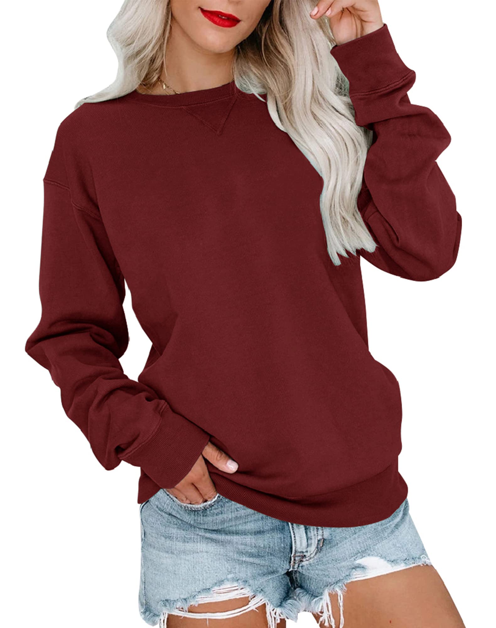 Bingerlily Womens Casual Long Sleeve Sweatshirt Crew Neck Cute Pullover ...