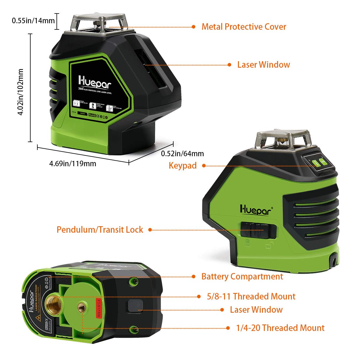 Mua Self-Leveling Green Laser Level with Magnetic Base, 360° Horizontal ...