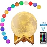 EXTSUD Full Moon Lamp, LED Lunar Night Light Remote Control Table Lamp ...