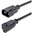 Amazon.com: StarTech.com 1ft (0.3m) Power Extension Cord, IEC 320 C14 to NEMA 5-15R, 10A 125V ...