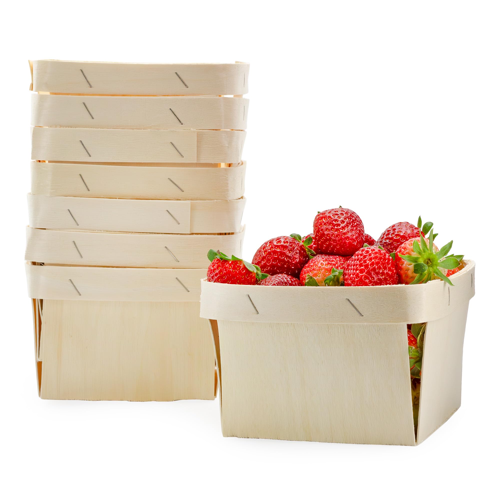 Cornucopia Brands Quart Wooden Berry Baskets (8-Pack); 5.75-Inch Square ...