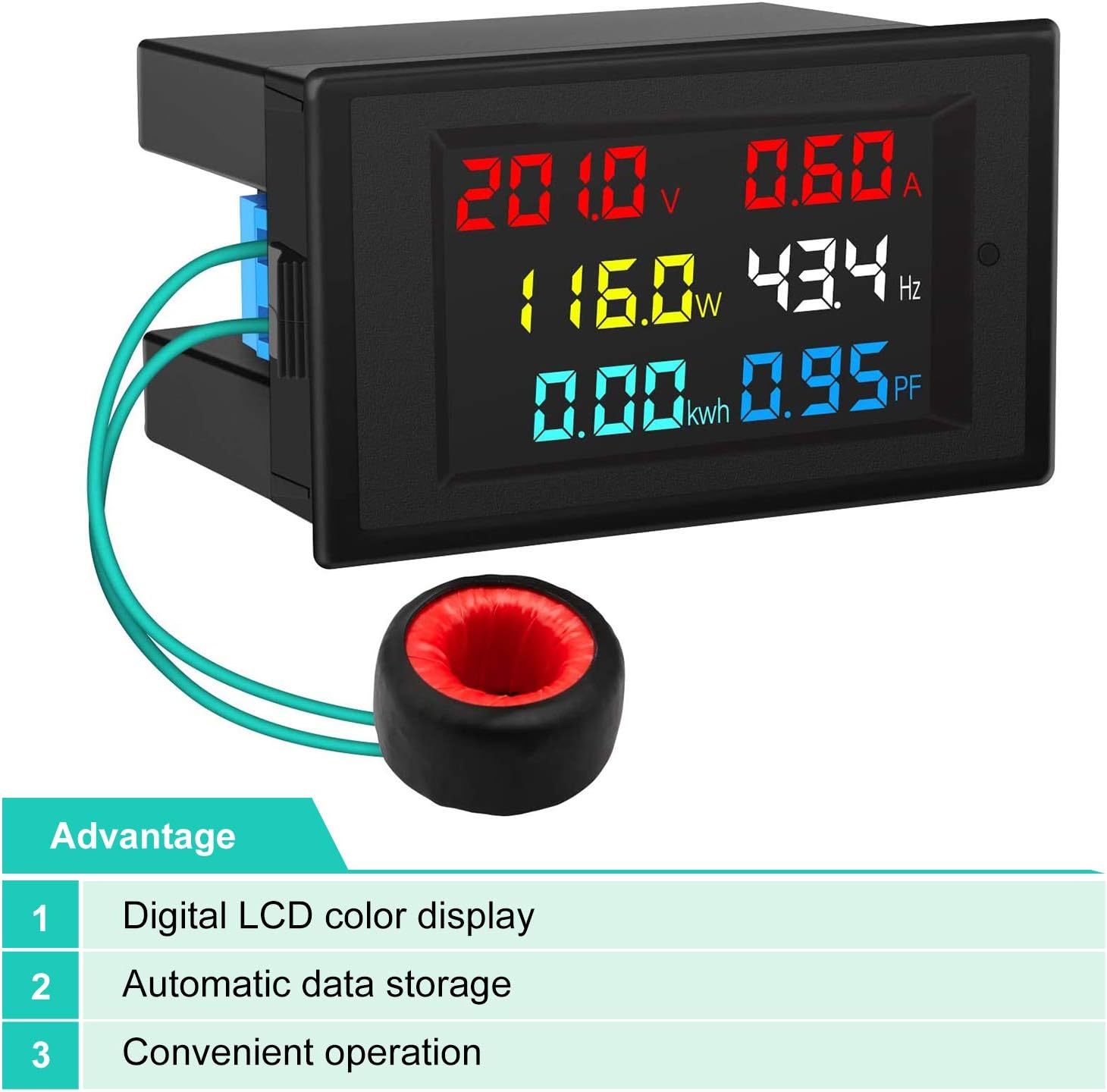 ZHITING AC Display Meter, 80-300V 100A Voltage Current Power Factor ...