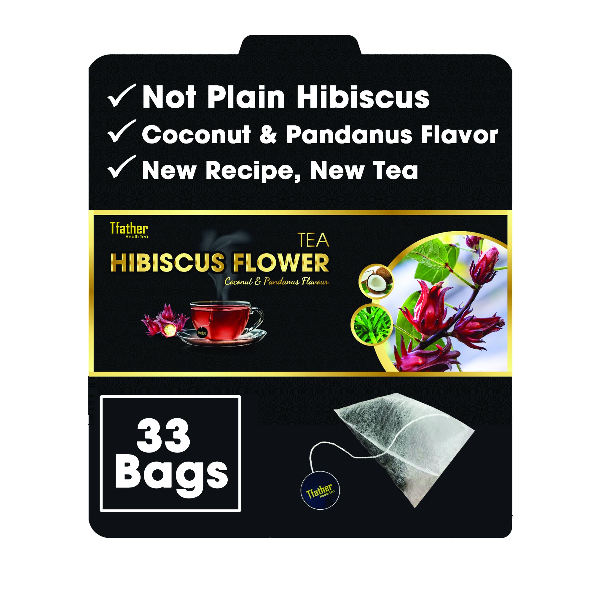 TFATHER – 33 Hibiscus Flower Tea Bags with dipping String – Color of ...