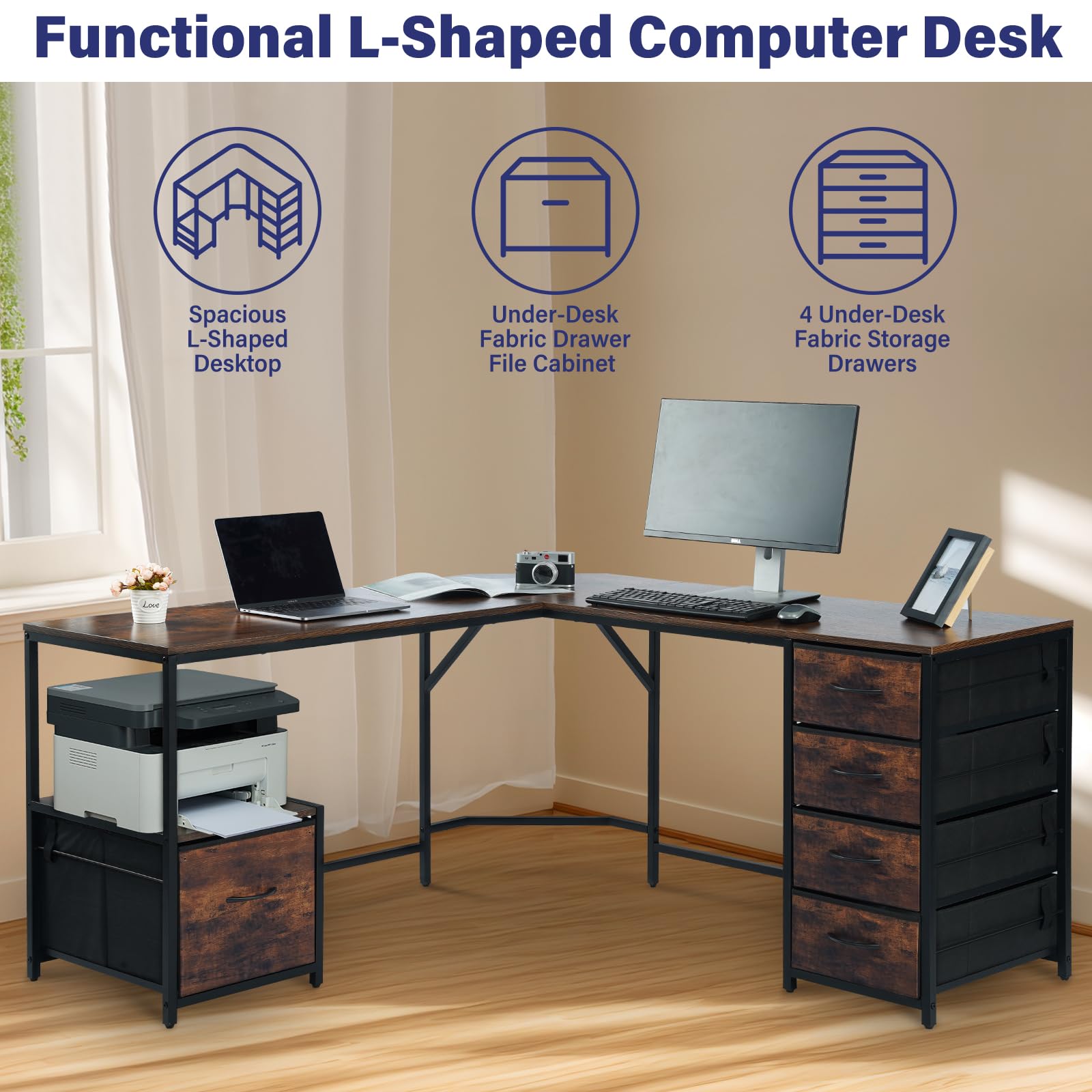 Mua TOPSKY L-Shaped Desk Corner Computer Desk with 18.9" Depth ...