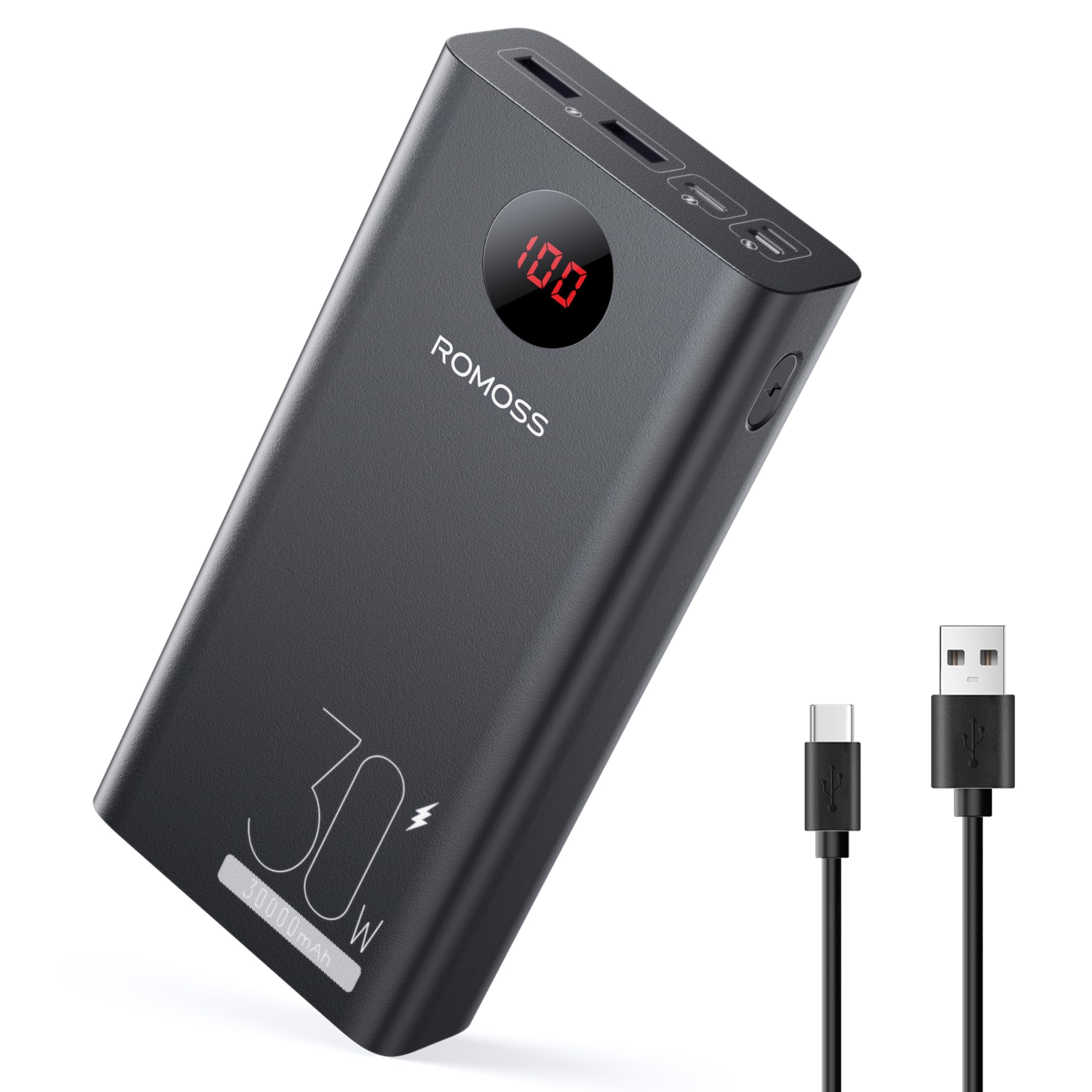 ROMOSS Power Bank, 30,000mAh Portable Charger with 30W USB-C Fast ...
