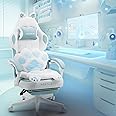 Amazon.com: Gaming Chair Cute with Cat Ears Paw Lumbar and Cushion ...