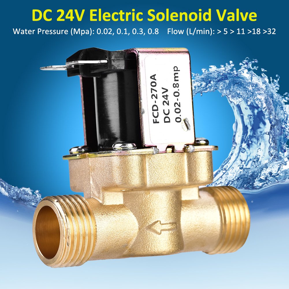 DC 24V 1/2Inlet Feed Water Solenoid Valve Normally Closed Brass Electric Solenoid Magnetic Valve ...