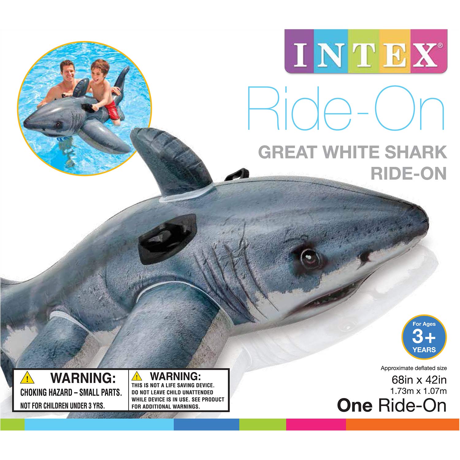 Intex Great White Shark Inflatable Pool Float: Animal Pool Toy for Kids ...