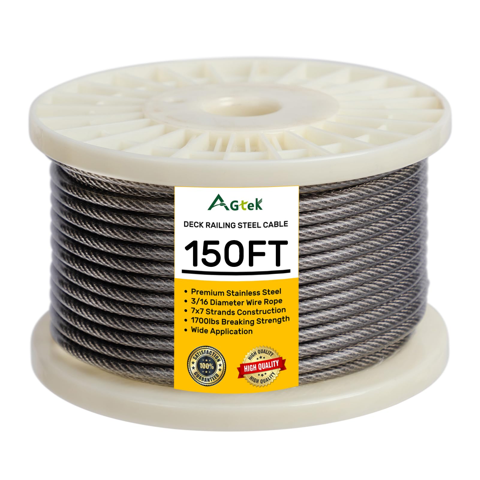 AGTEK Wire Rope Stainless Steel Vinyl Coated Aircraft Cable for Decking ...