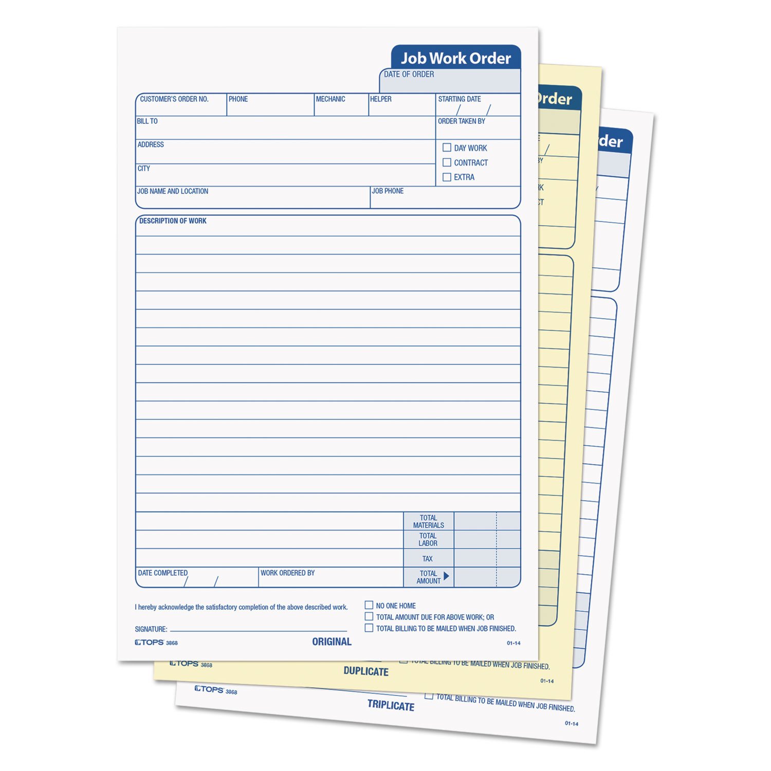 Mua TOPS 3868 Snap-Off Job Work Order Form, 5 2/3" x 8 5/8", Three-Part Carbonless (Pack of 50 ...
