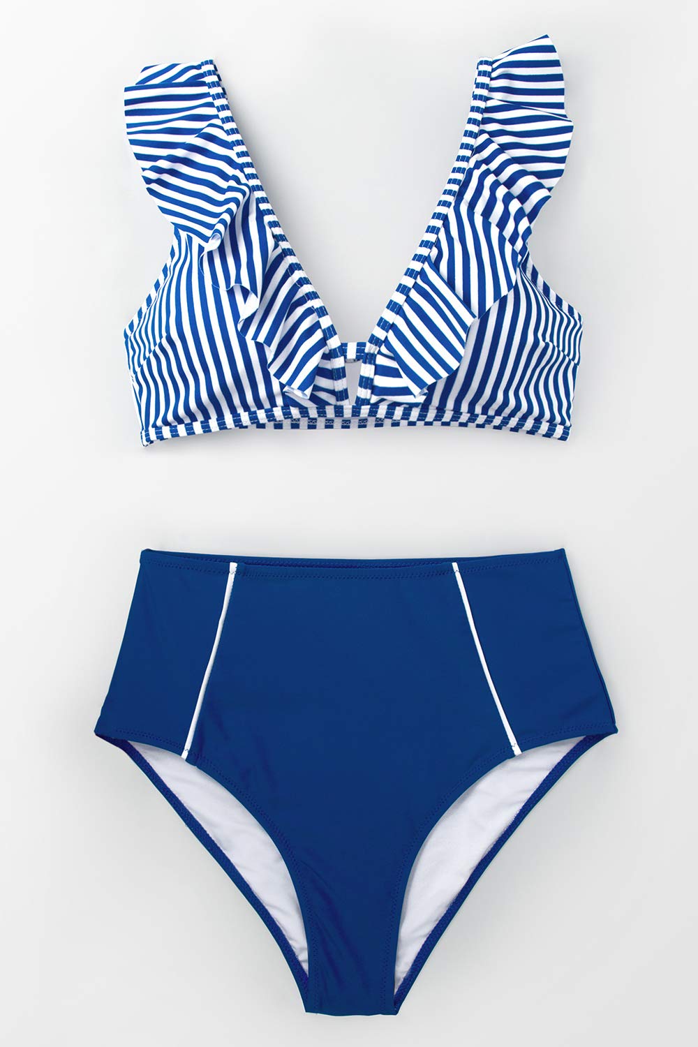 CUPSHE Women's Two Piece High Waisted Ruffle Floral Bikini Set ...