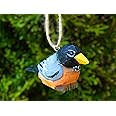 Amazon.com: Handmade Robin Bird Hanging Ornament – Hand-Carved Wooden ...