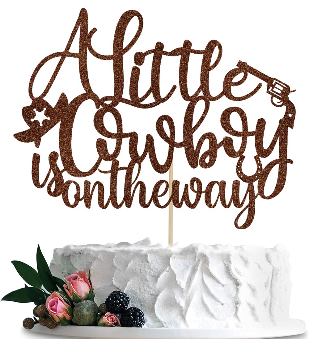 BIABISD A Little Cowboy Is On The Way Cake Topper, Wild West Cowboy ...