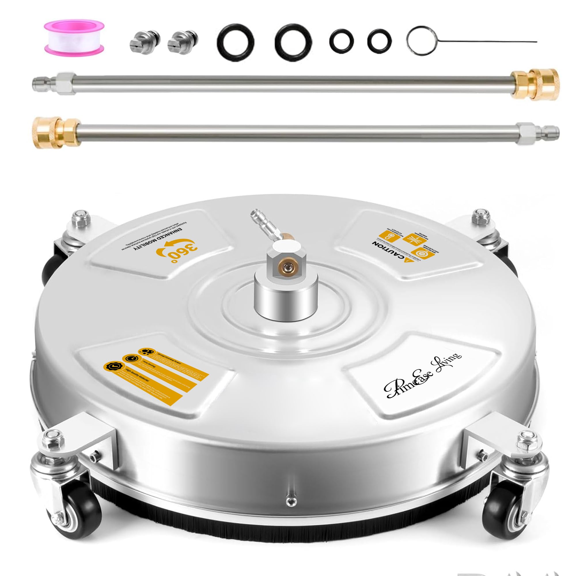 14" Pressure Washer Surface Cleaner with 4 Wheels | 4000 PSI Professional Power Washer Concrete ...