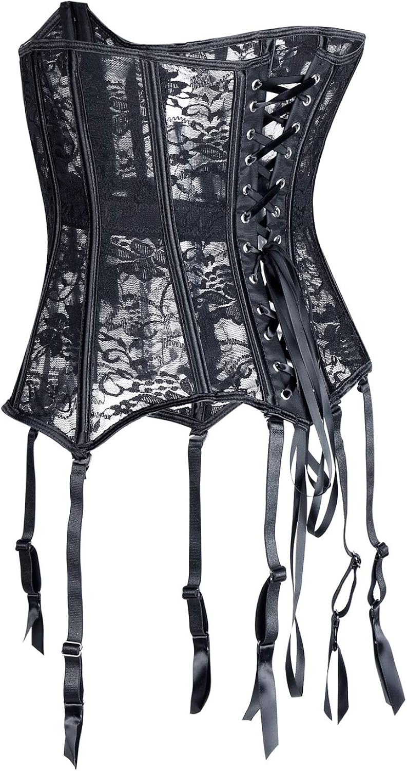 SHAPERIN Women's Sexy Underbust Corset Lace Lingerie Set with ...