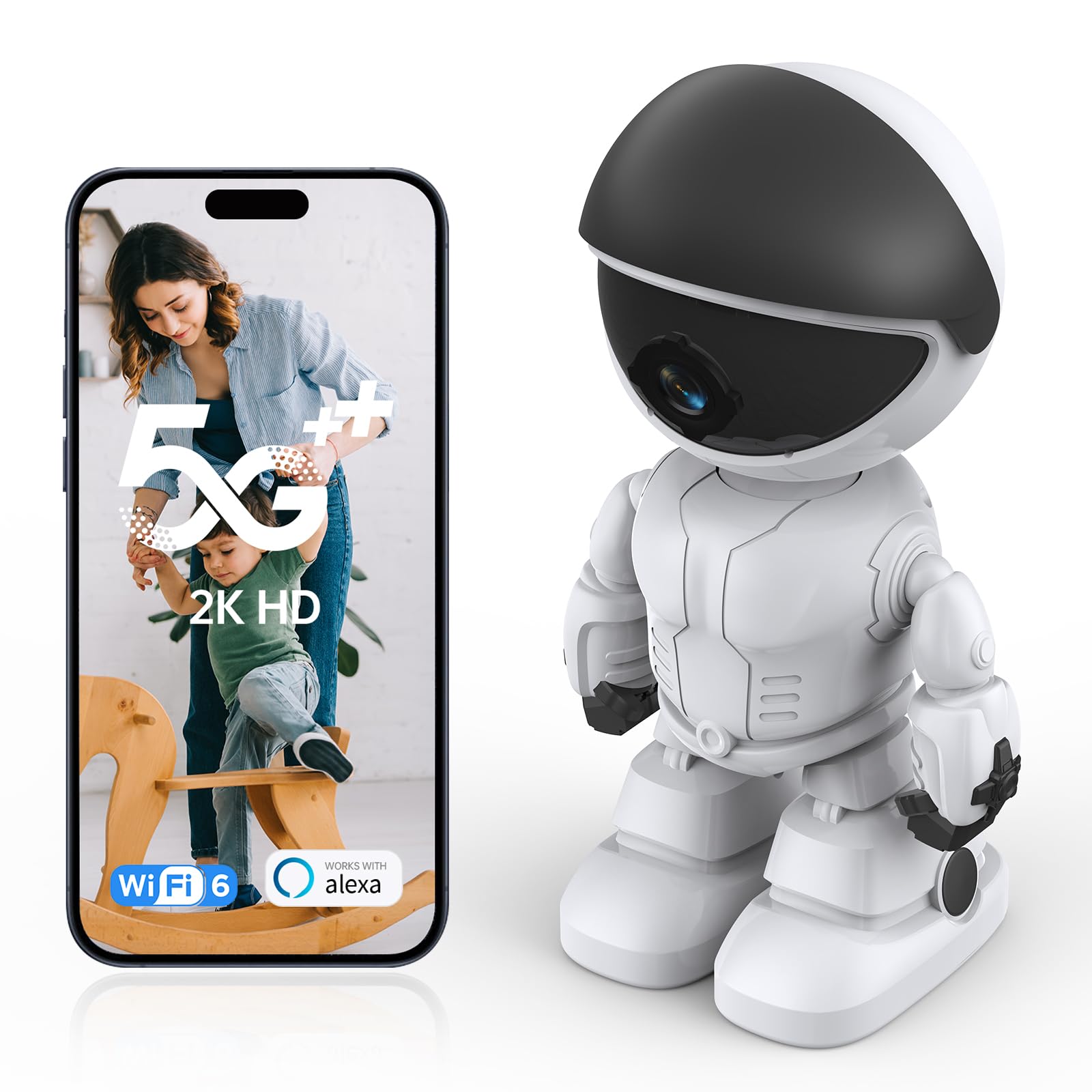 GBIUT Indoor Camera 2K HD 5G/2.4Ghz WiFi Pet Robot Camera,Pet/Baby Camera with Phone App Motion ...
