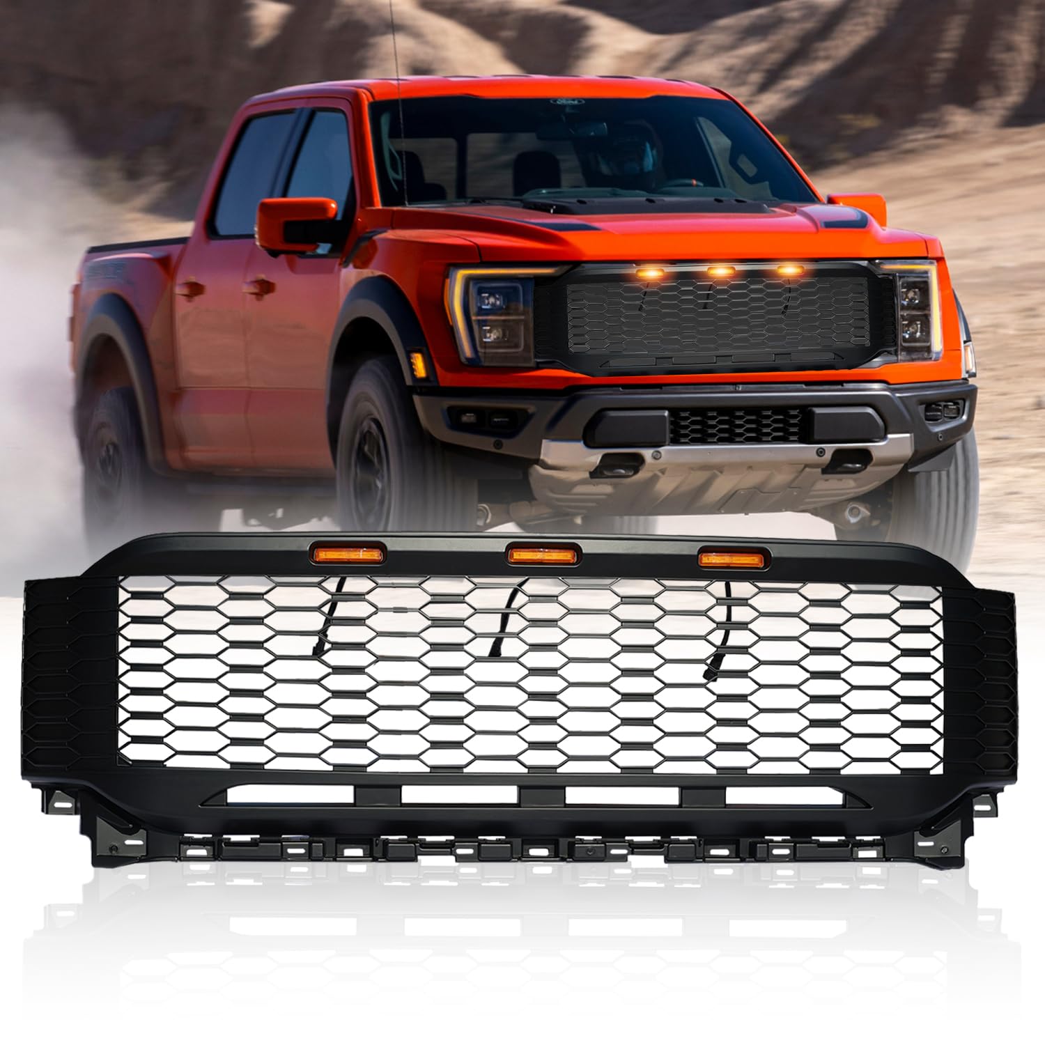 Spwrney Front Grille For F150 2021 2022 2023, Front Mesh Grill ...