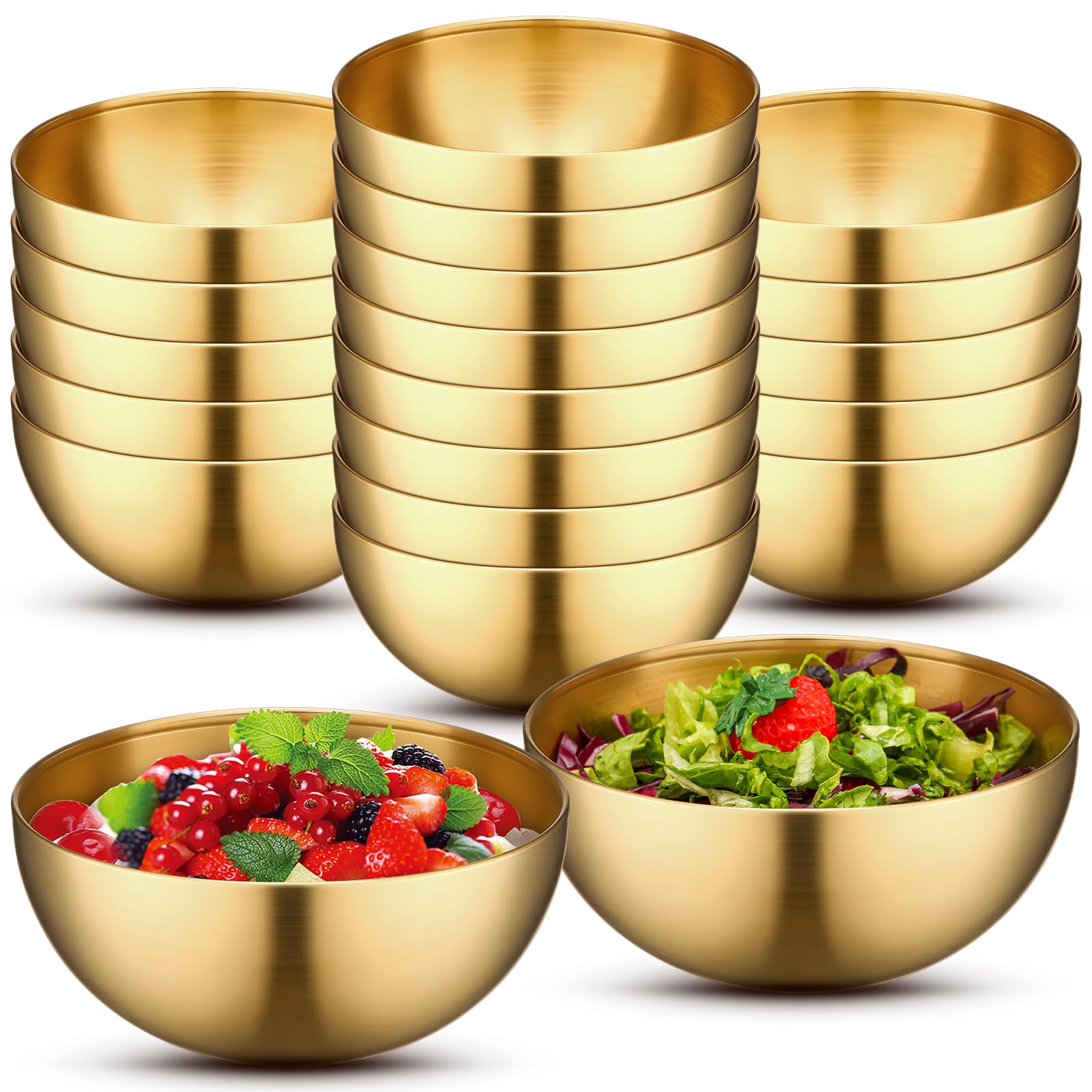 Nuogo 20 Pcs Stainless Steel Gold Mixing Bowls 30 oz Gold Esthetician ...