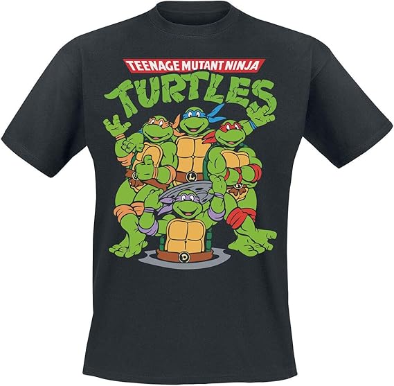 Teenage Mutant Ninja Turtles Group Men T-Shirt Black, Regular: Amazon ...