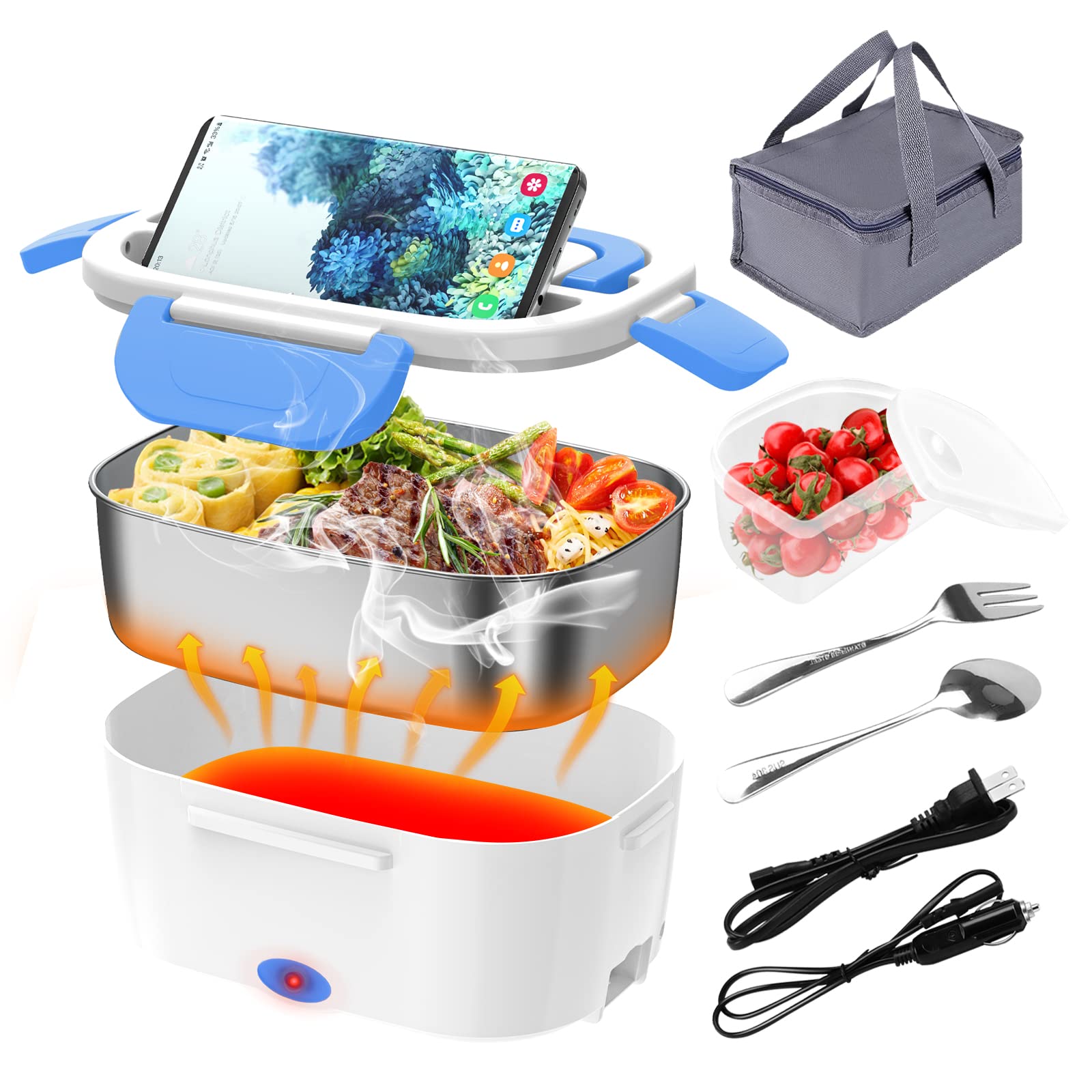 CHARMDOO Electric Lunch Box, Food Warmer Heater 12V 24V 110V, 80W ...