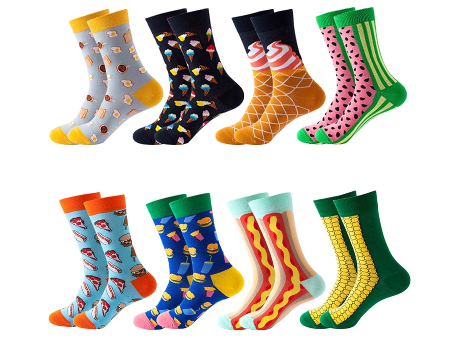 Men's Fun Dress Socks Crew Colorful Funky Casual Fancy Novelty Crew Art ...