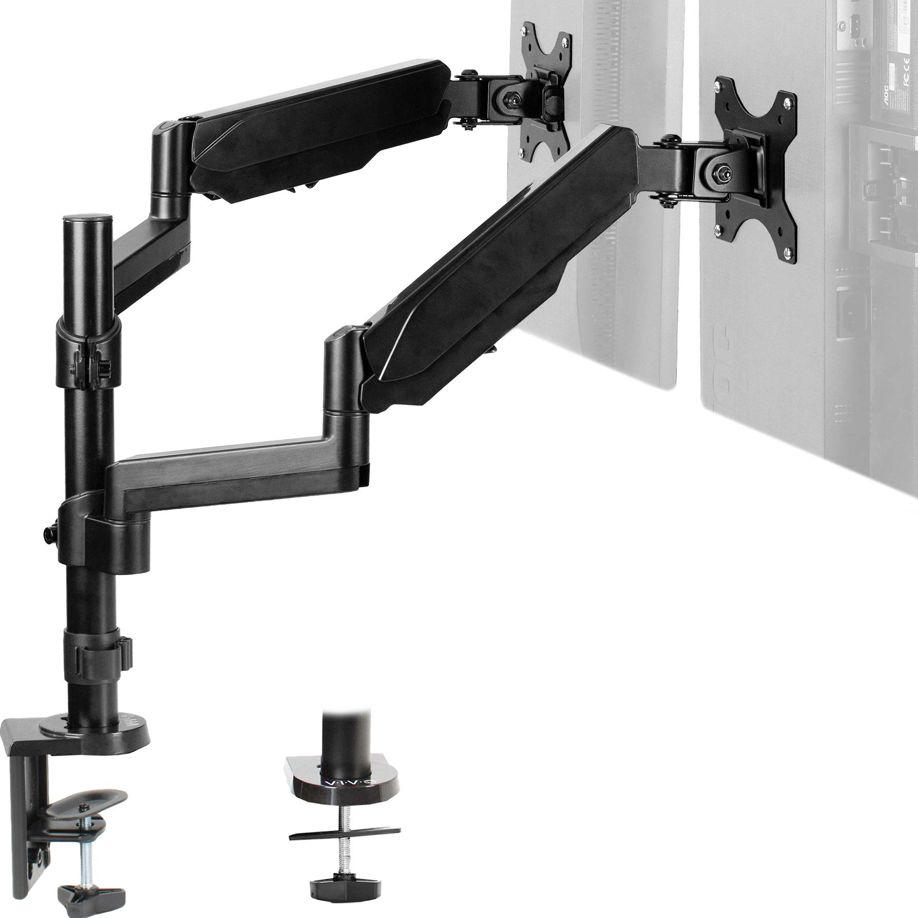 VIVO Dual Monitor Arm Mount For 17 To 32 Inch Screens Pneumatic