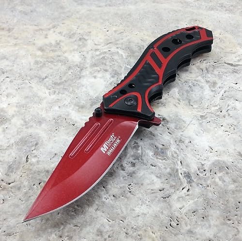 M-tech 8 Inch Spring Assisted Blood Red Folding Pocket Knife Tactical ...