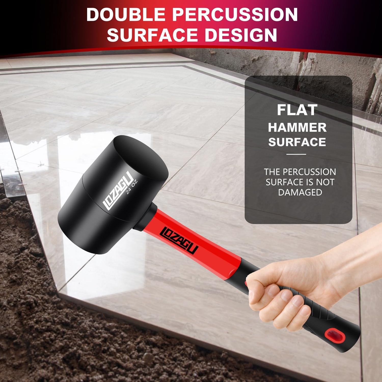 Mua 16oz Rubber Mallet Hammer, Fiberglass Handle, Rubber Mallet for ...