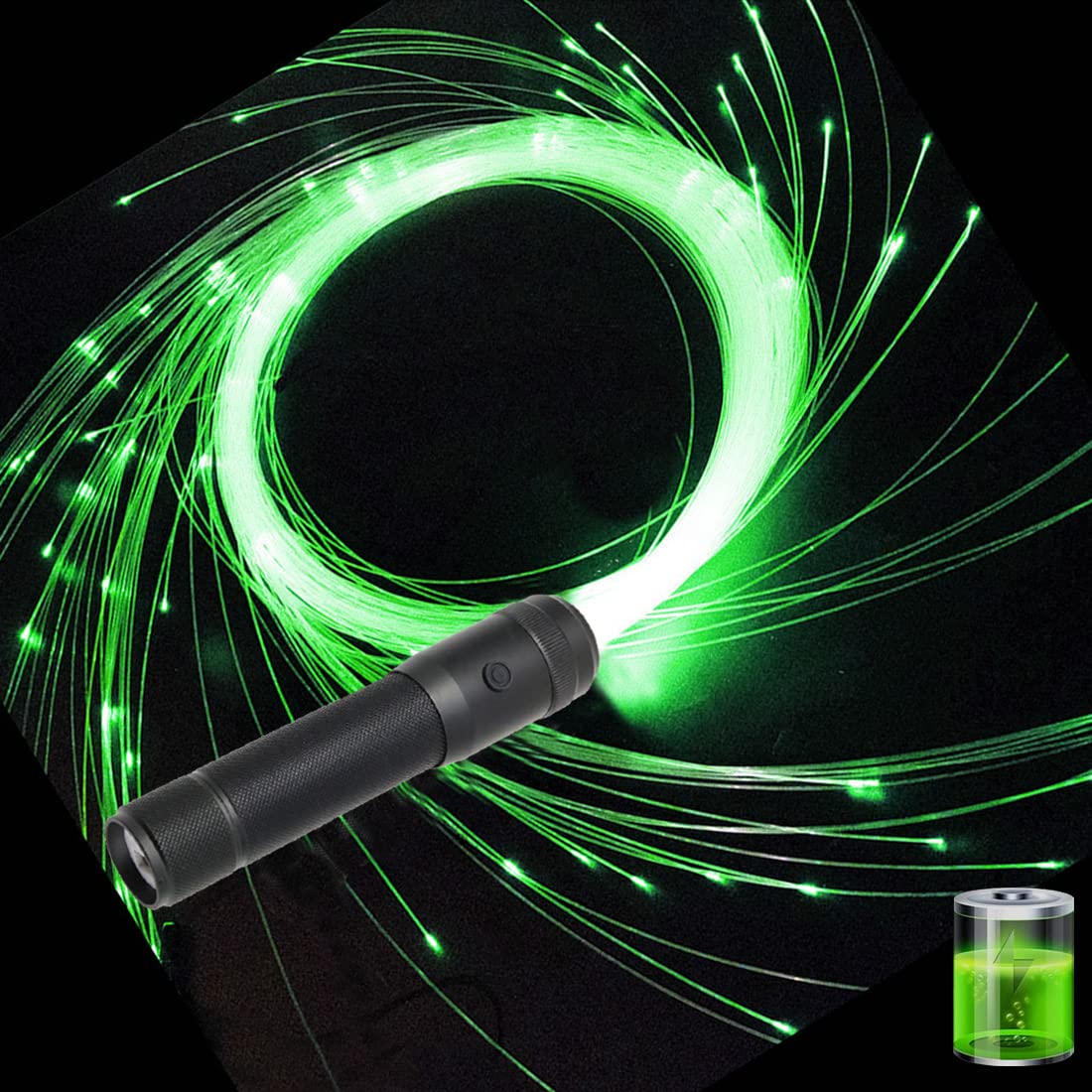 Fiber Optic Dance Whip Rechargeable, AZIMOM Space Whip 6ft 360° Swivel ...
