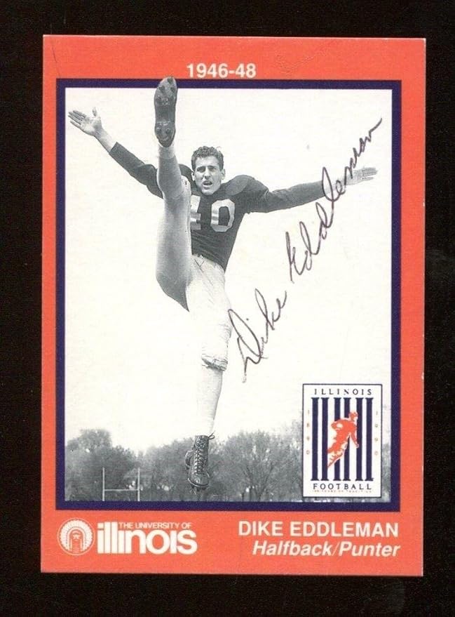 Dwight Dike Eddleman Signed 1990 State Farm Illinois Football Card #17 ...