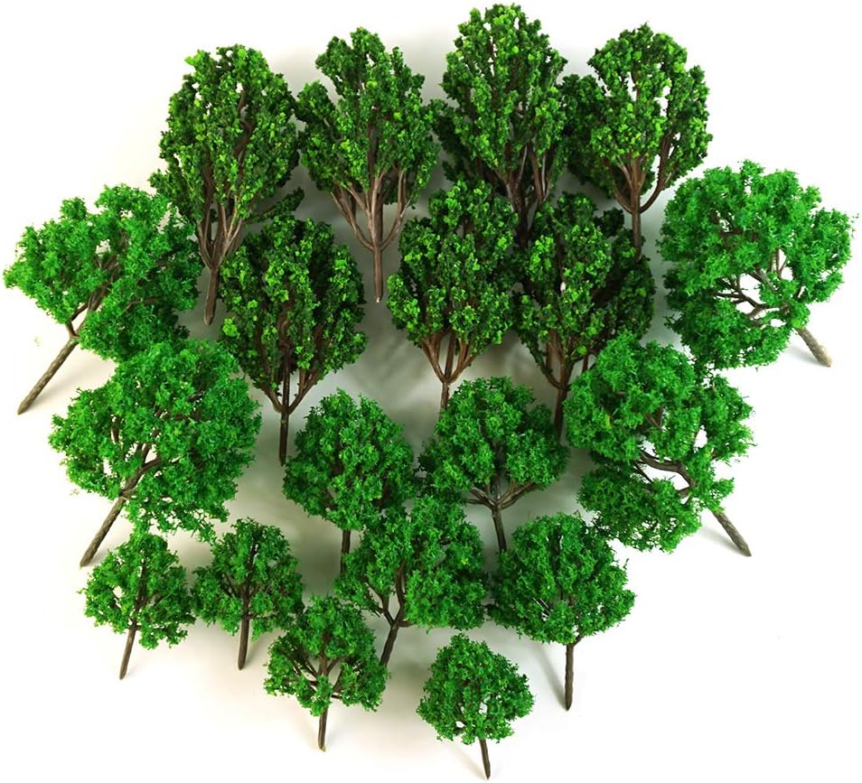 Hometool Model Trees, 20pcs Model Trees Mixed Model Tree Green Mini ...