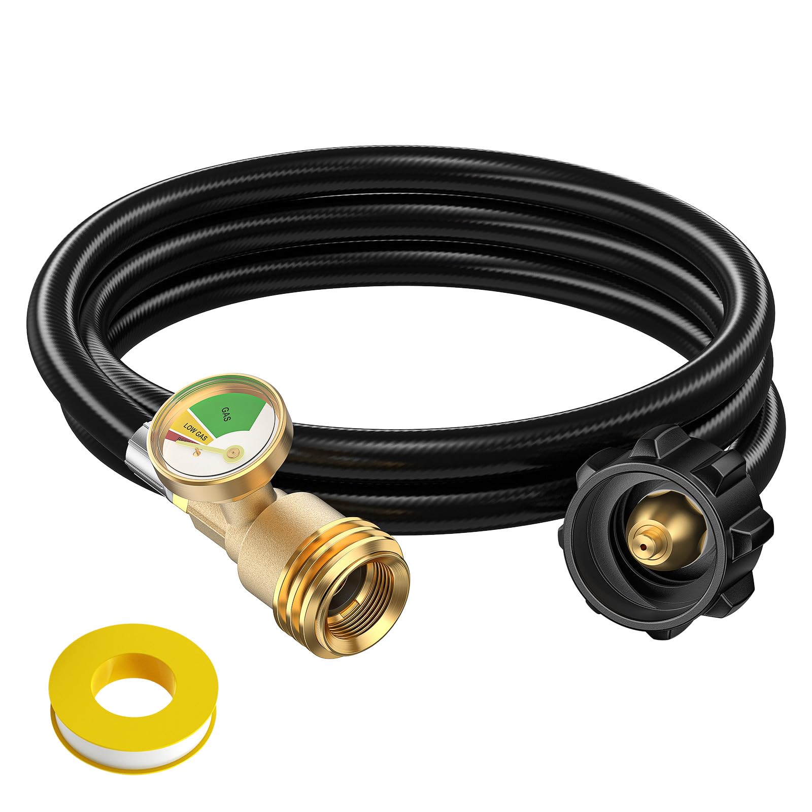 6 Feet Propane Tank Extension Hose with Gauge -Leak Detector ...