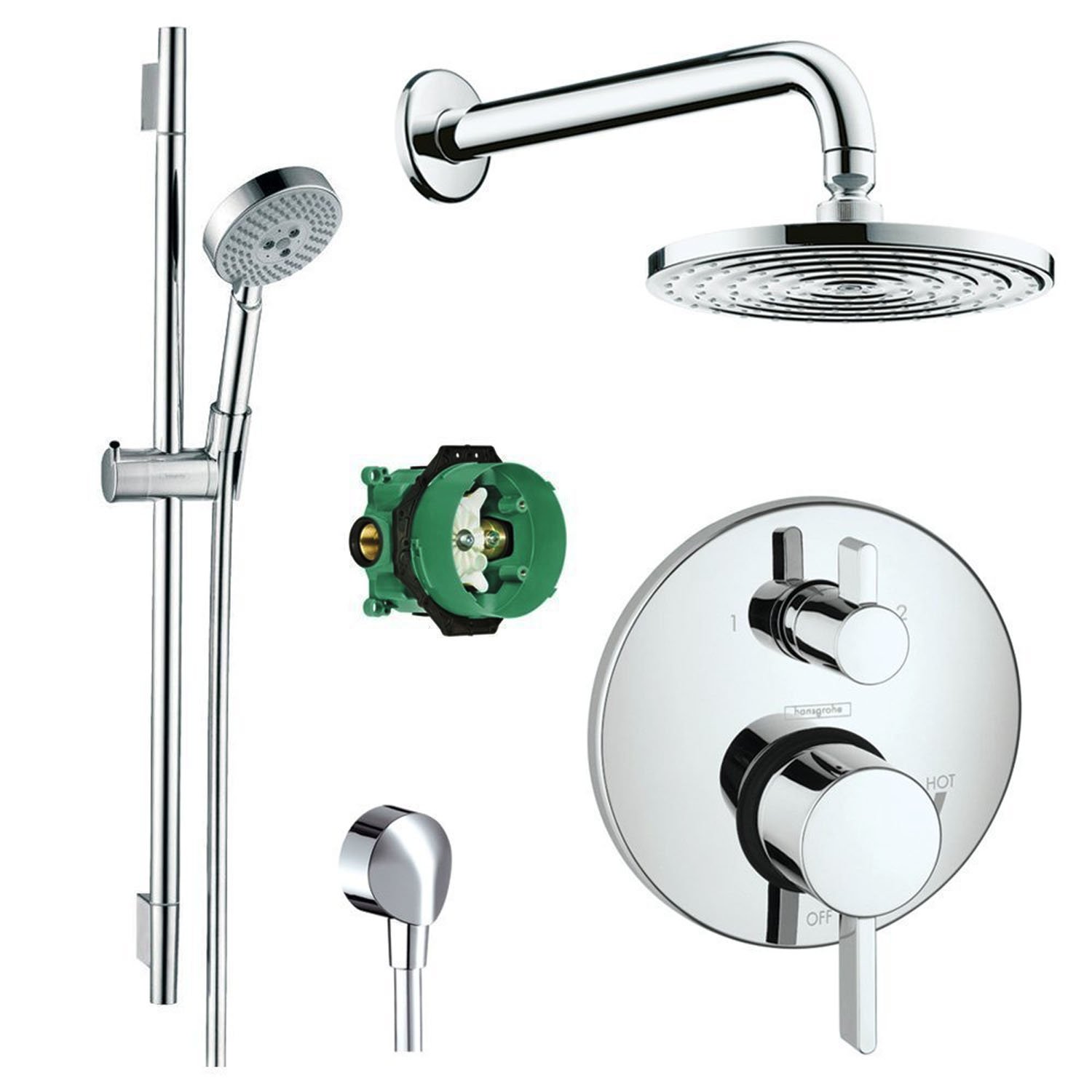 Hansgrohe Chrome Raindance Shower Set w/Handshower Wallbar, Pressure ...