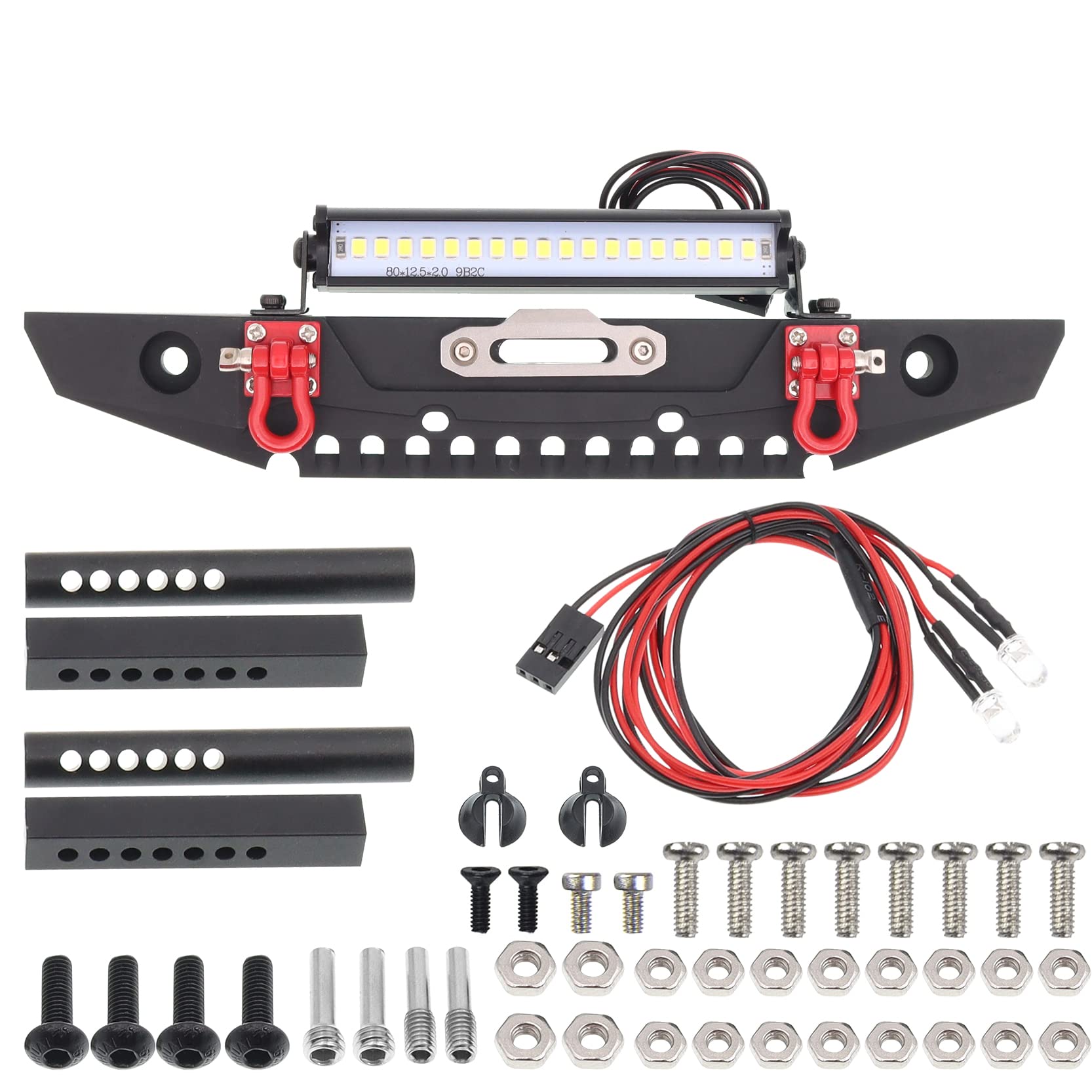 Treehobby Metal Front Bumper with LED Light RC Winch Mount Seat ...