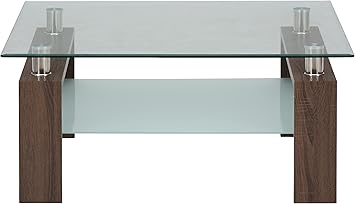 Amazon.com: Jofran: , Compass, Square Glass Cocktail Table, 38"W X 38"D ...