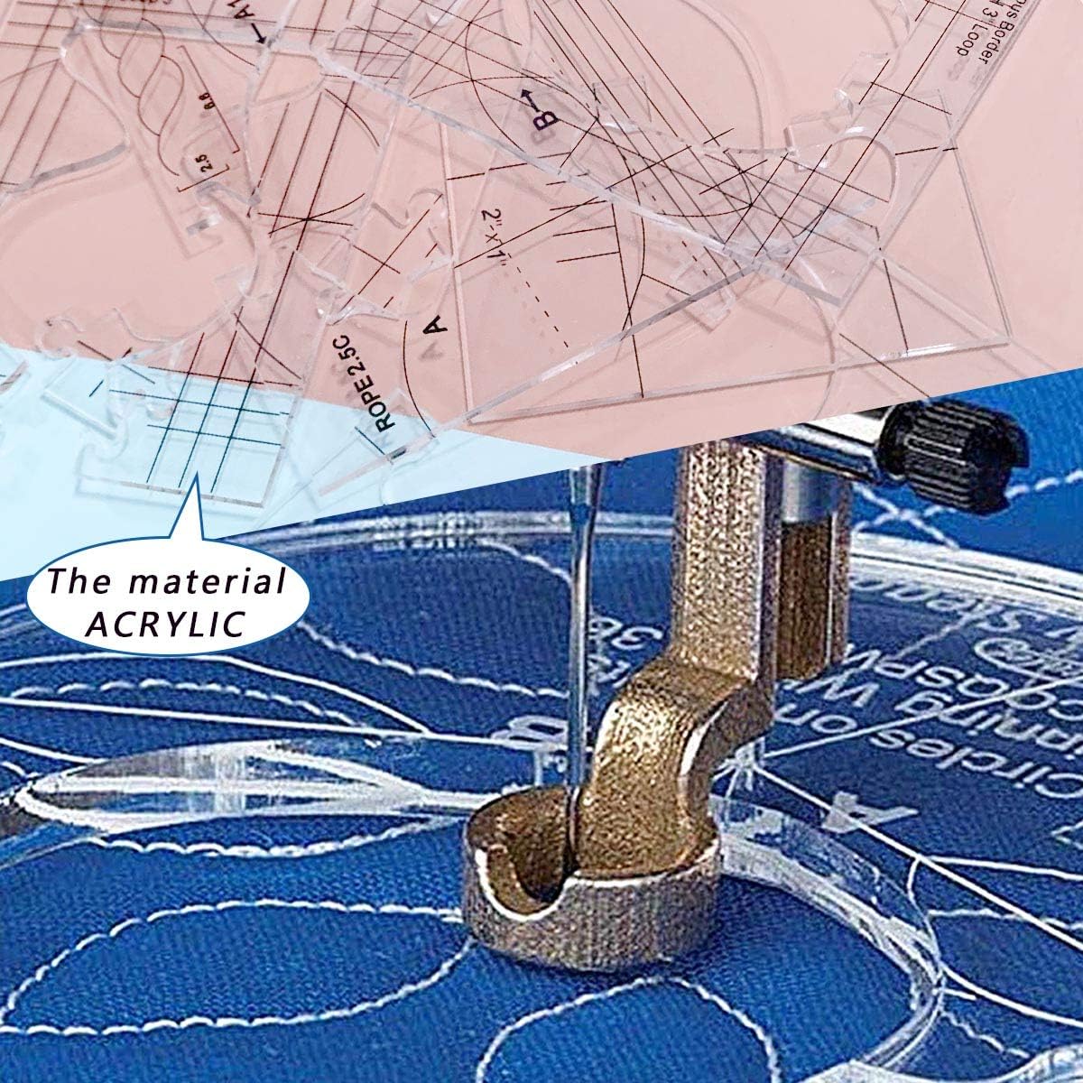 NEERIX Free Motion Quilting Template Rulers Series 4 for Simple Meander ...