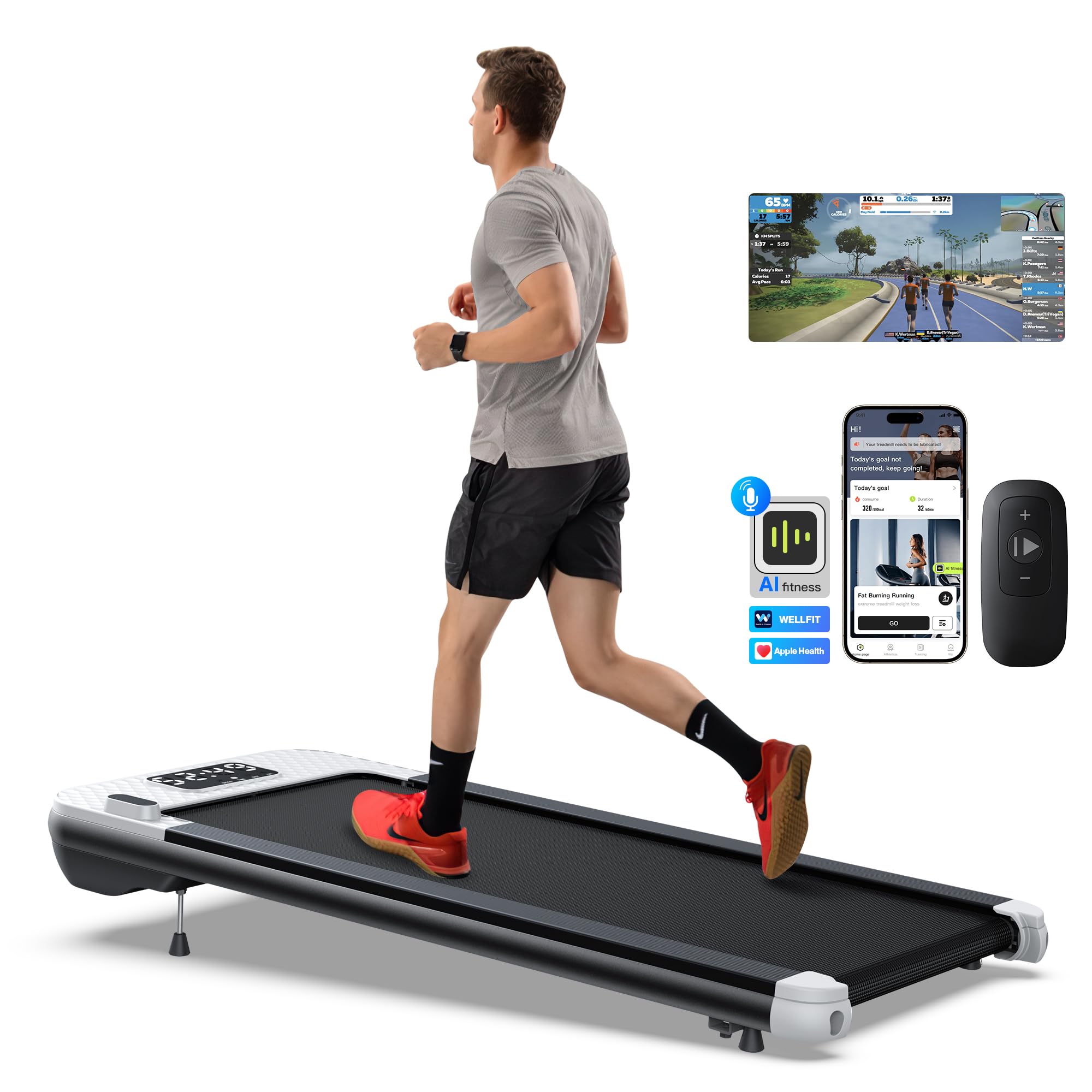WELLFIT [340+ lbs Capacity] 12% Incline Standing Under Desk Walking Pad ...
