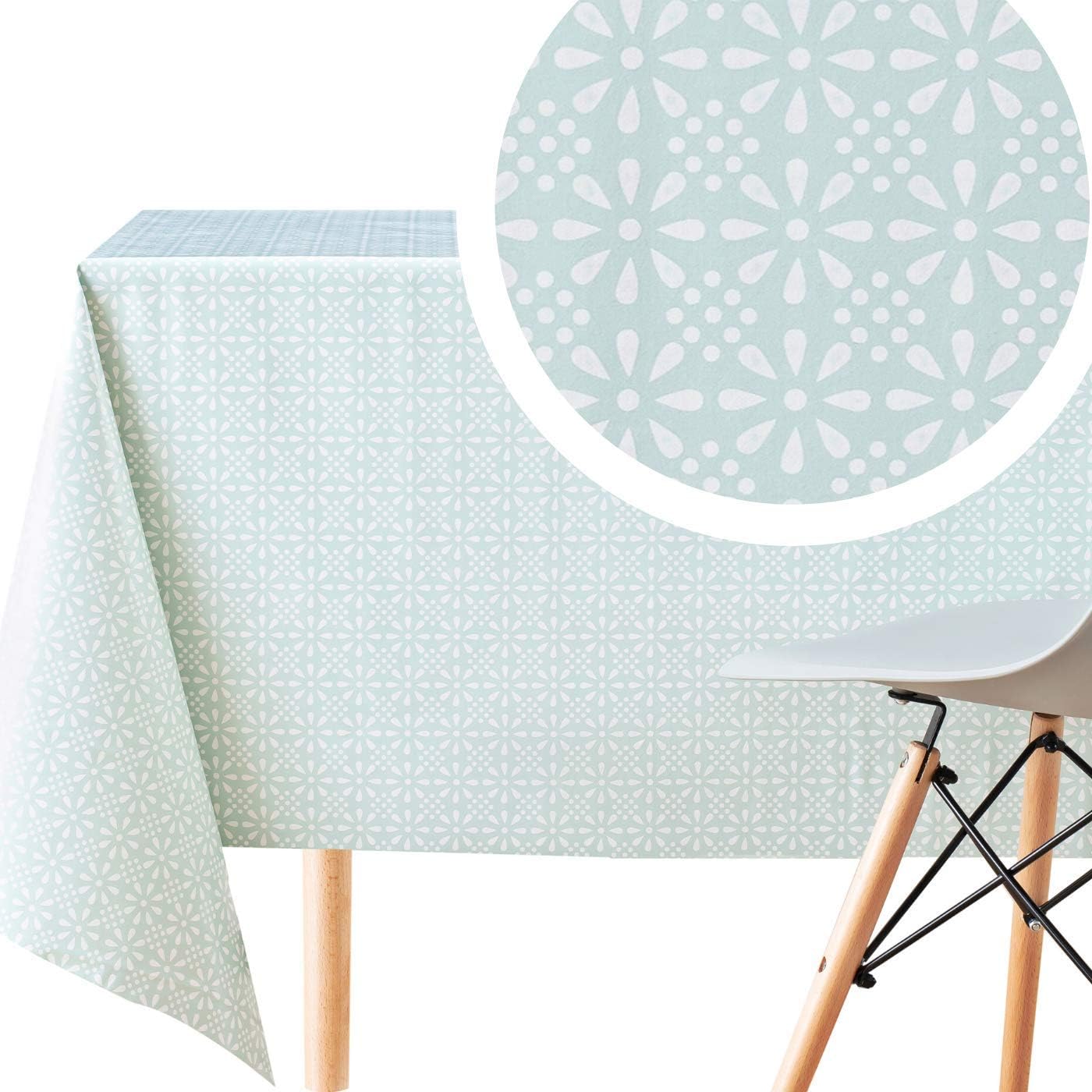 KP HOME Wipe Clean Tablecloth Turquoise Duck Egg PVC Table Cover ...